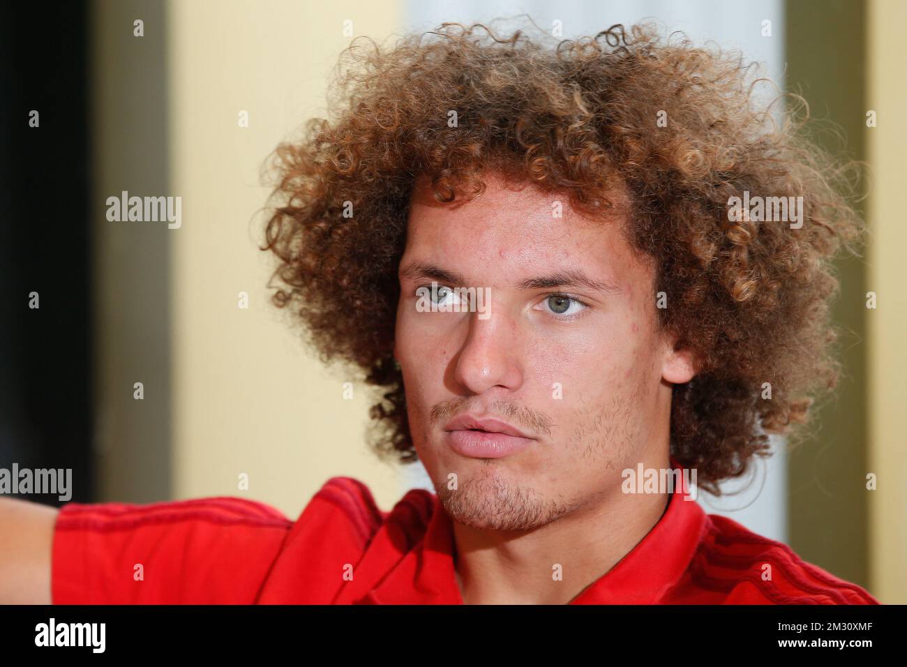 Belgium's Wout Faes pictured during a press conference of the U21 youth ...