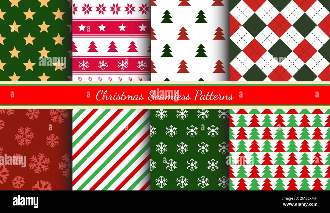 Seamless Christmas Patterns Collection. New year's eve wrapping paper ...