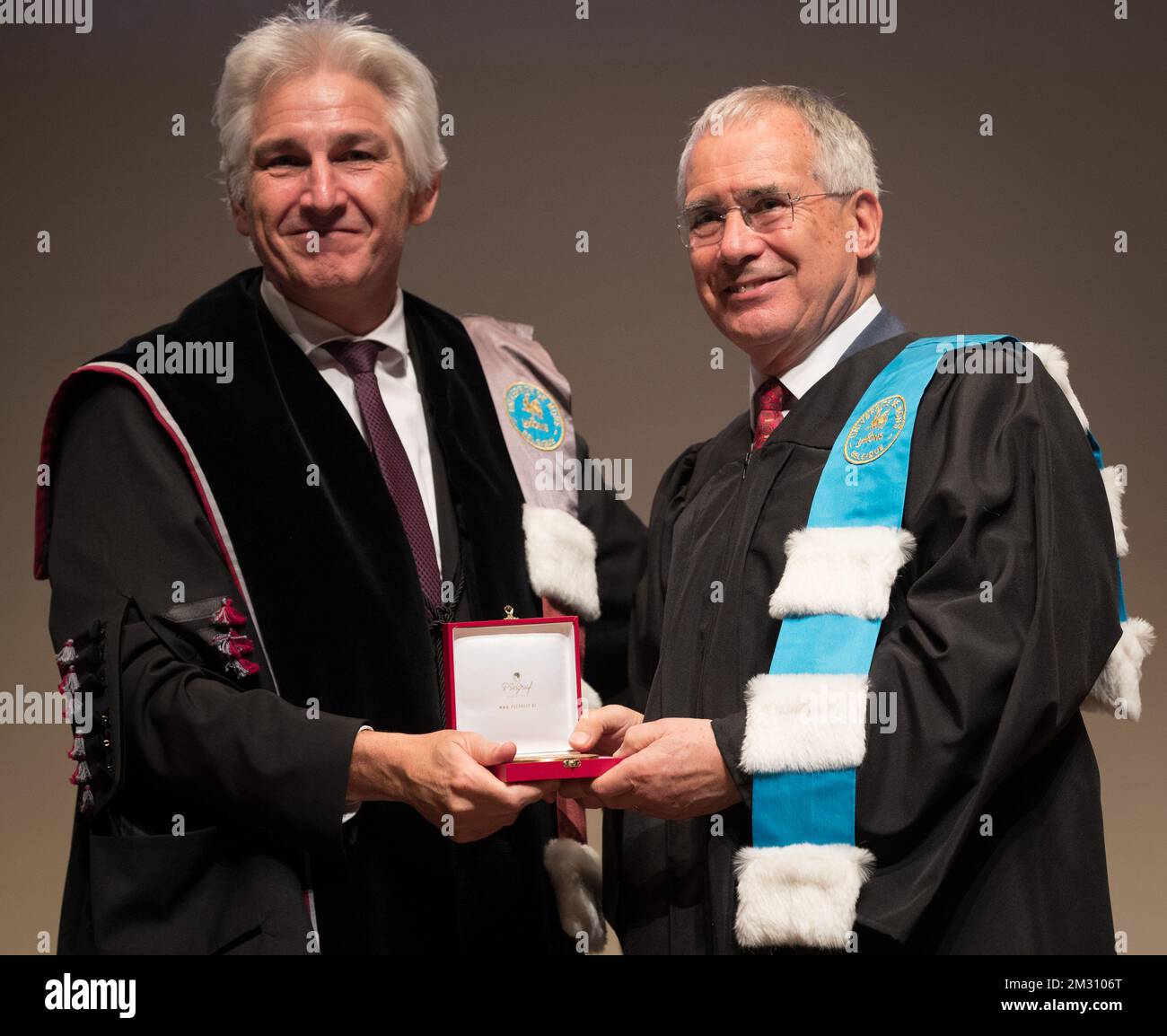 UMons rector Philippe Dubois and economist Nicholas Stern pictured ...