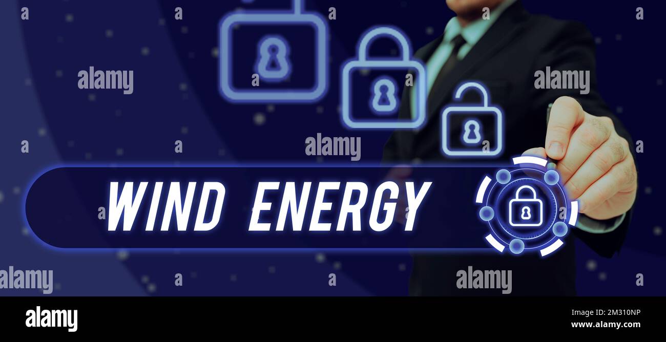 Writing displaying text Wind Energy. Word Written on the process by ...