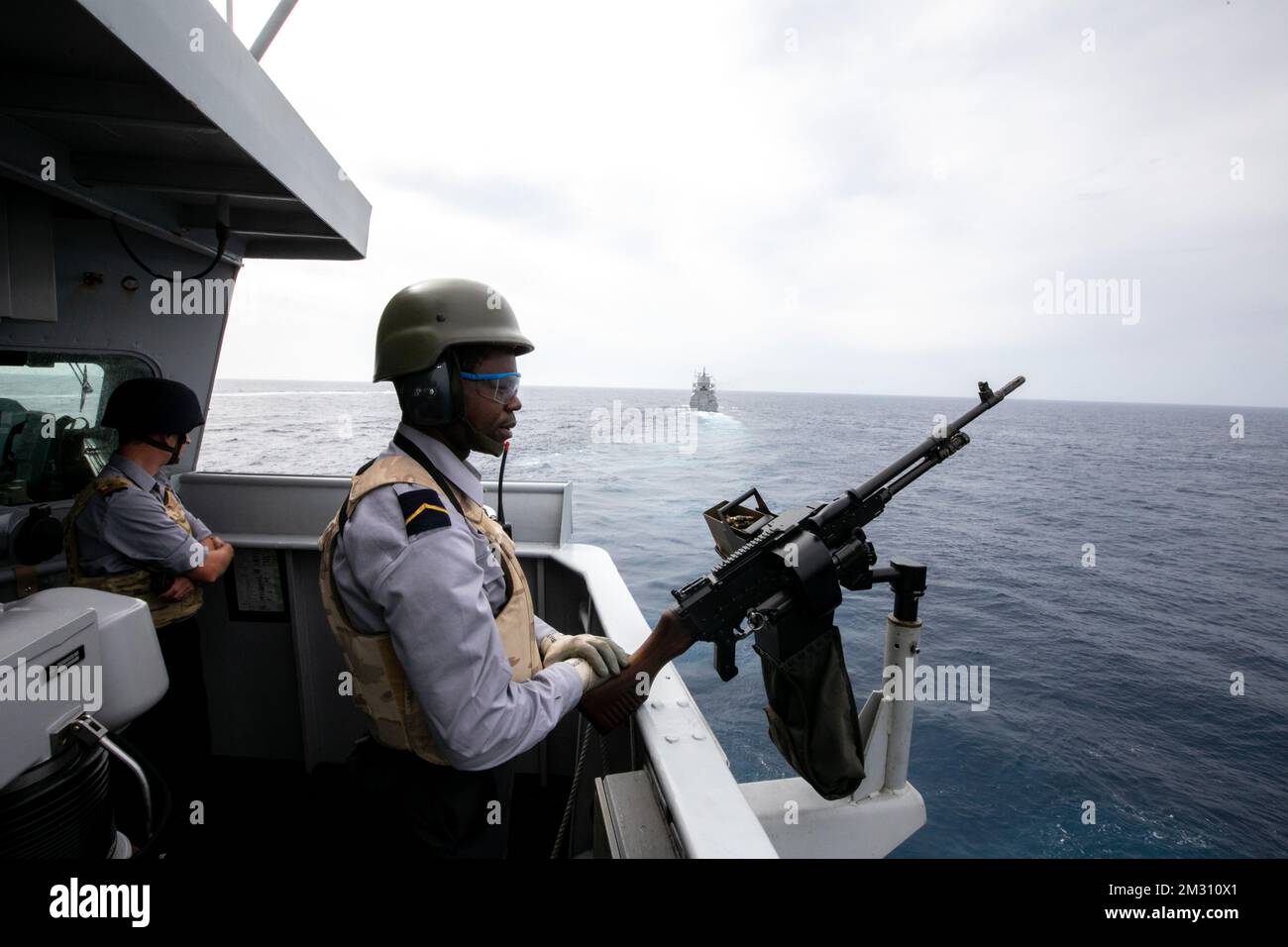 Military personnel pictured in action on the Leopold I frigate of ...