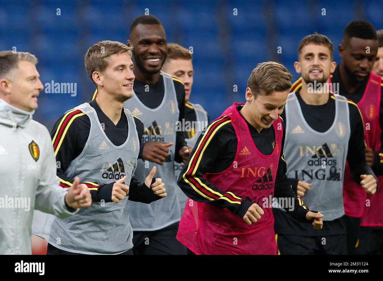 Belgium's Dennis Praet, Belgium's Christian Benteke and Belgium's Yari ...