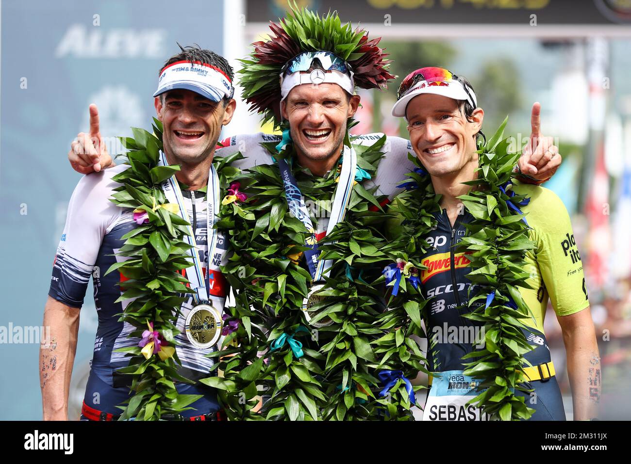 2nd place Tim O'Donnel (USA), 1st place Jan Frodeno (GER) and 3th place ...