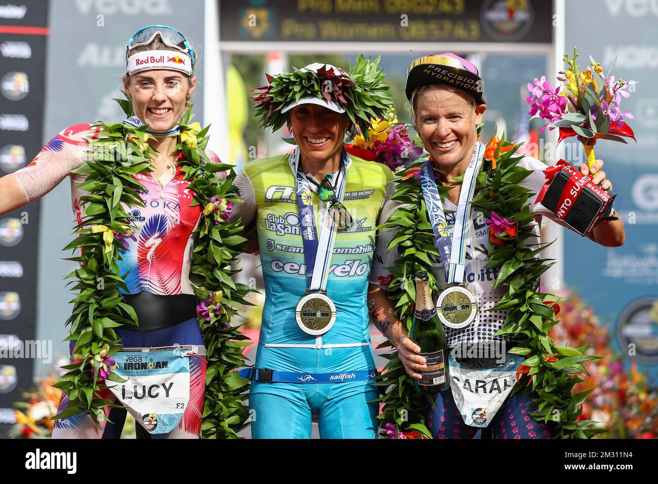 The podium of the women's race: 2nd place Lucy Charles-Barclay (GBR ...