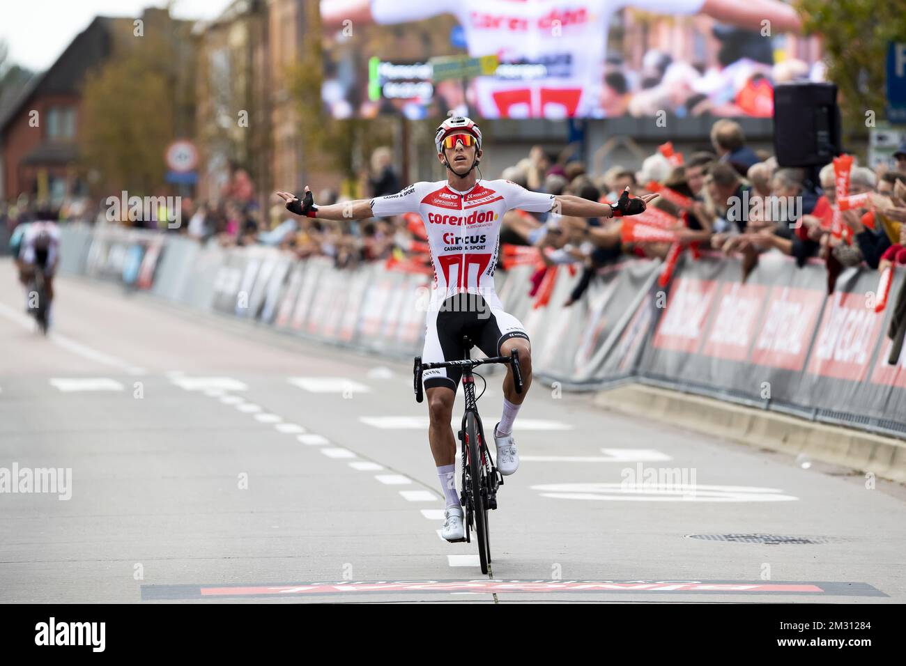 Belgian Dries De Bondt of Corendon-Circus celebrates after winning the ...