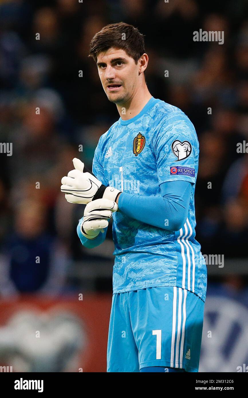 Belgium's goalkeeper Thibaut Courtois pictured during a soccer game ...