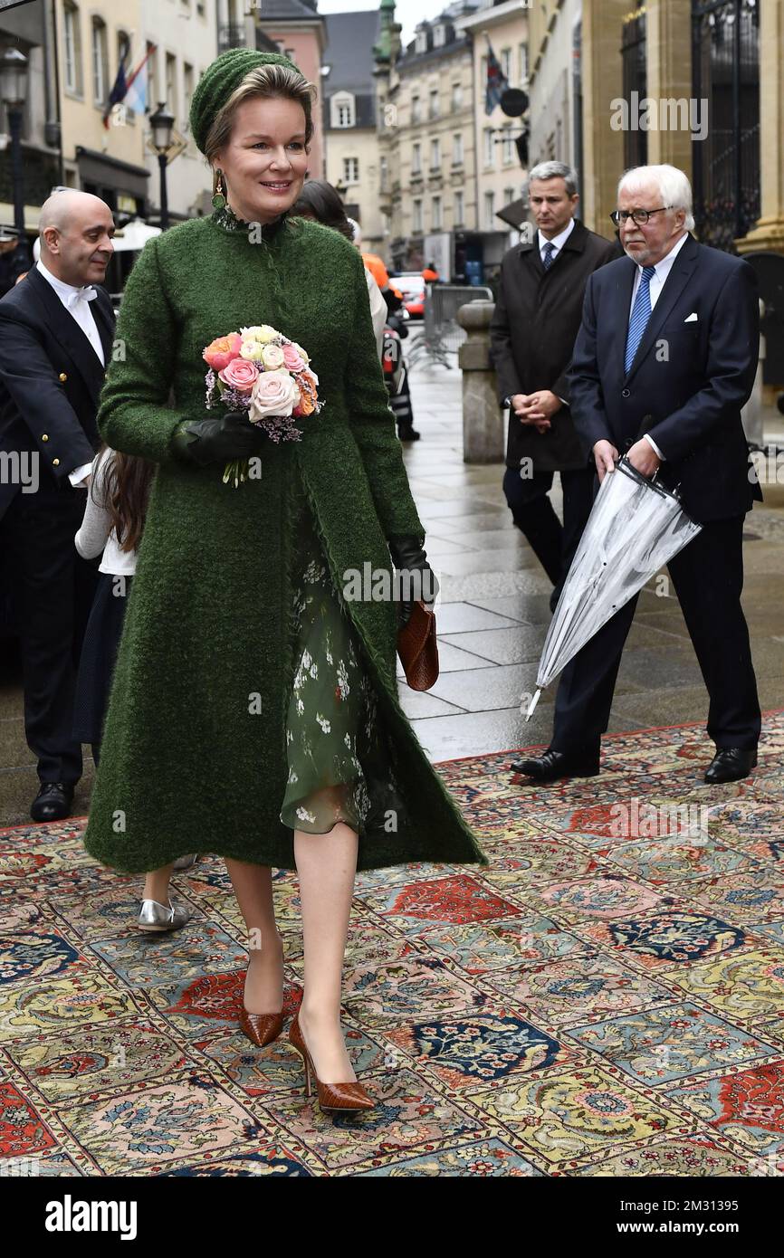 Queen Mathilde of Belgium pictured at the Official Welcome ceremony at ...