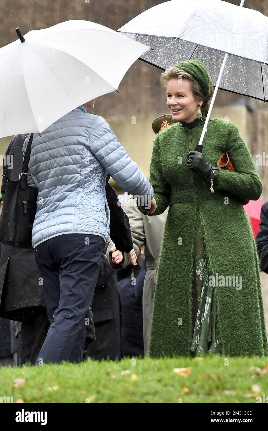 Queen Mathilde of Belgium pictured during the Official Welcome ceremony ...