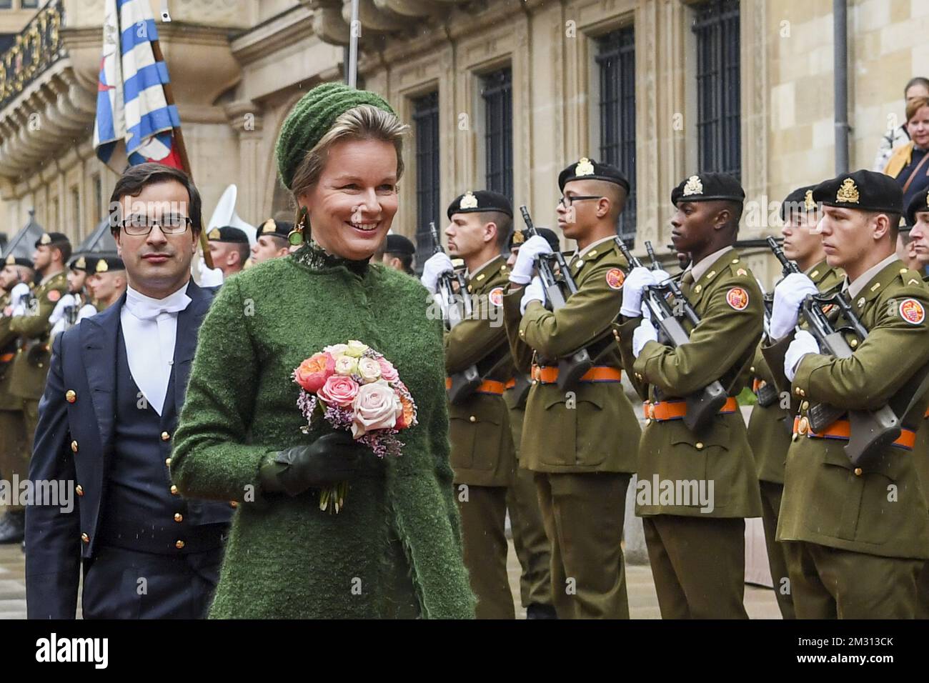 Queen Mathilde of Belgium pictured during the Official Welcome ceremony ...
