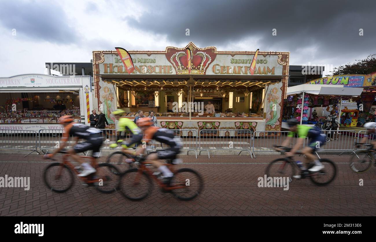 Illustration picture shows riders passing by a fair during the 85th ...