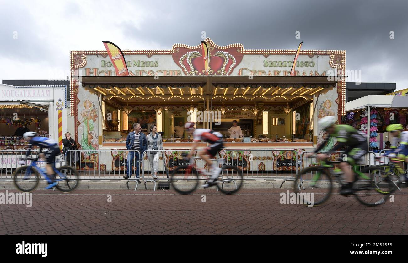 Illustration picture shows riders passing by a fair during the 85th ...