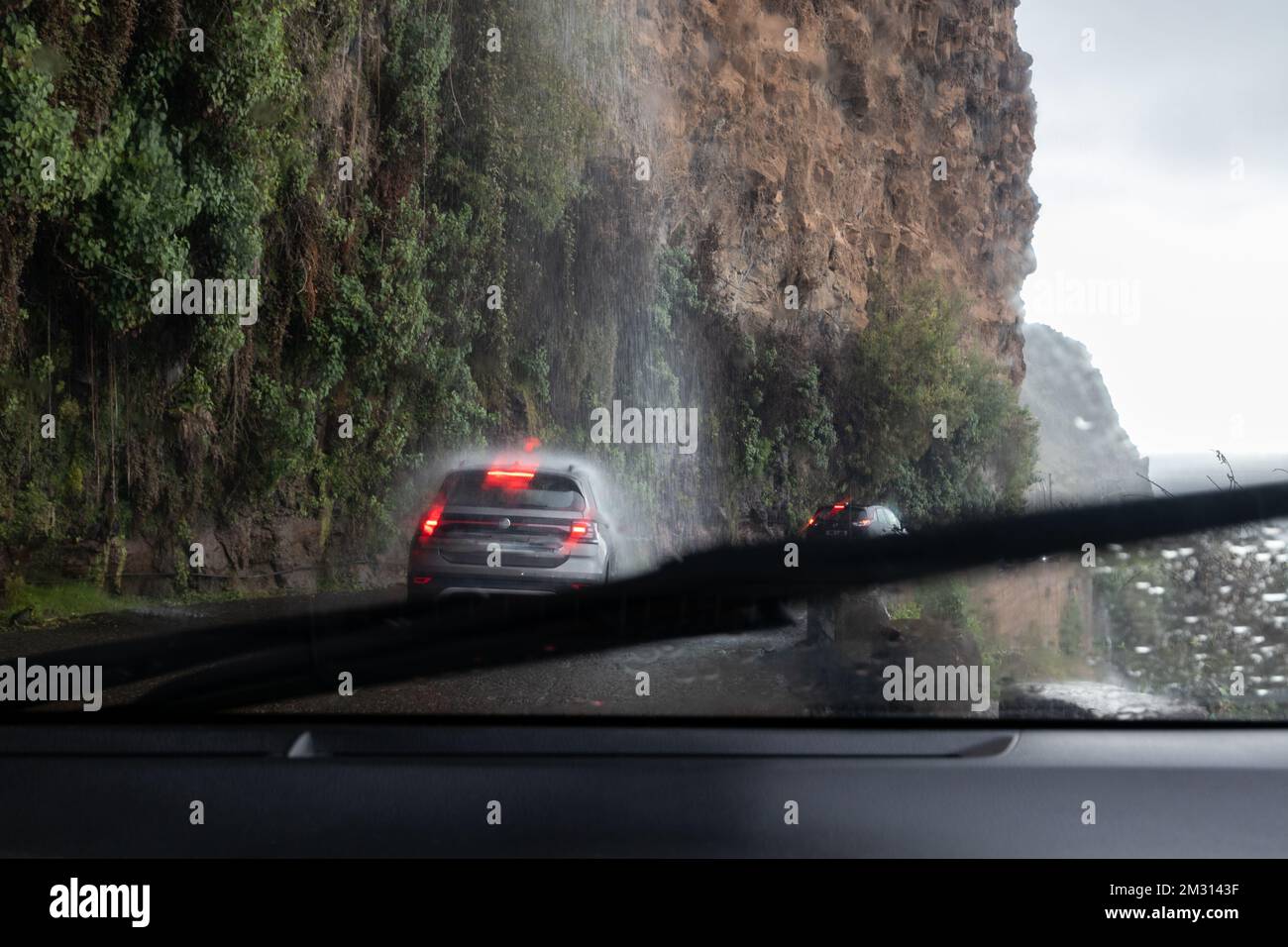 Madeira car wash waterfall Stock Photo - Alamy