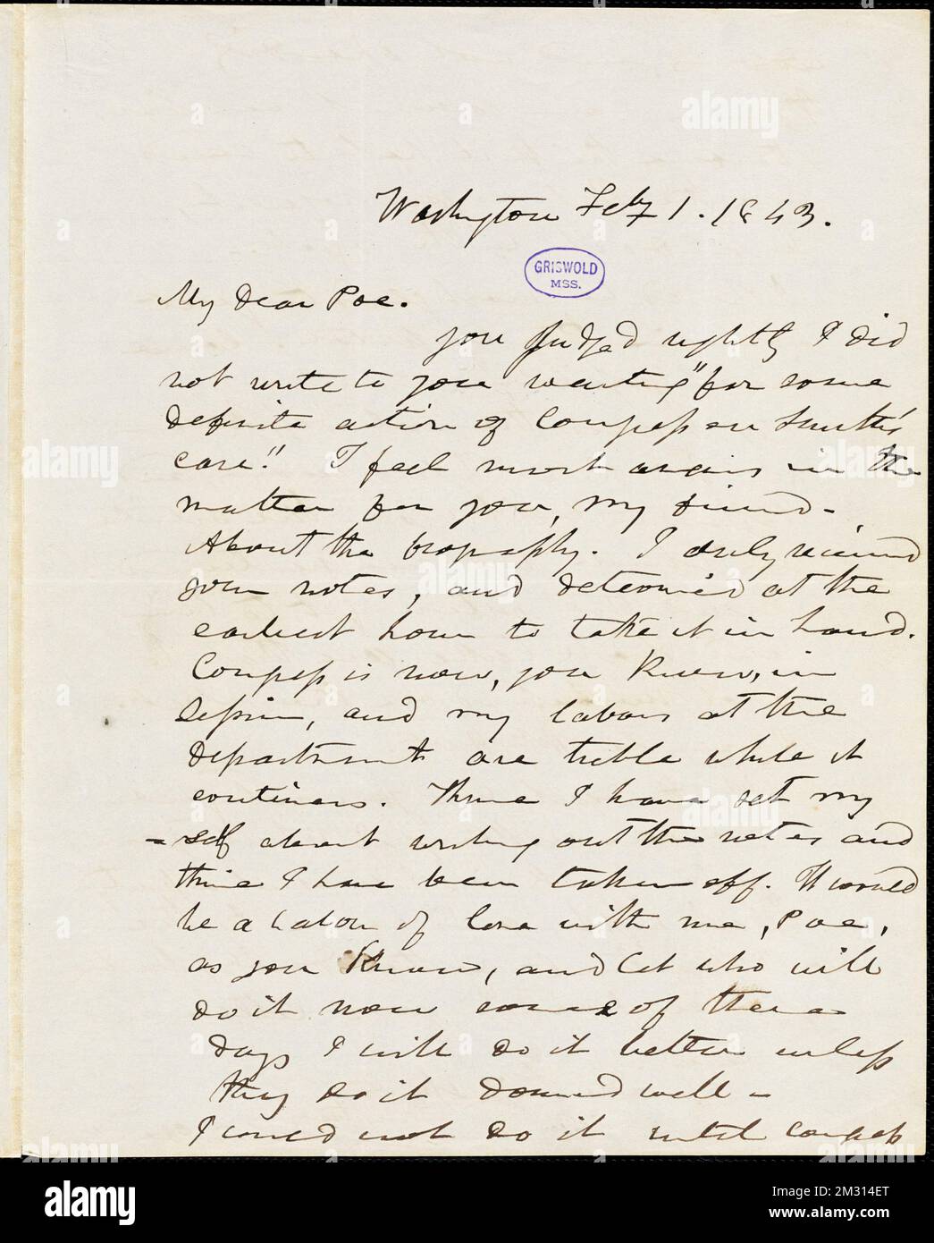 Frederick William Thomas, Washington, DC., autograph letter signed to ...