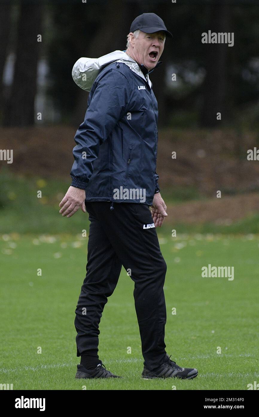 Lommel's head coach Peter Maes pictured during a training session of ...