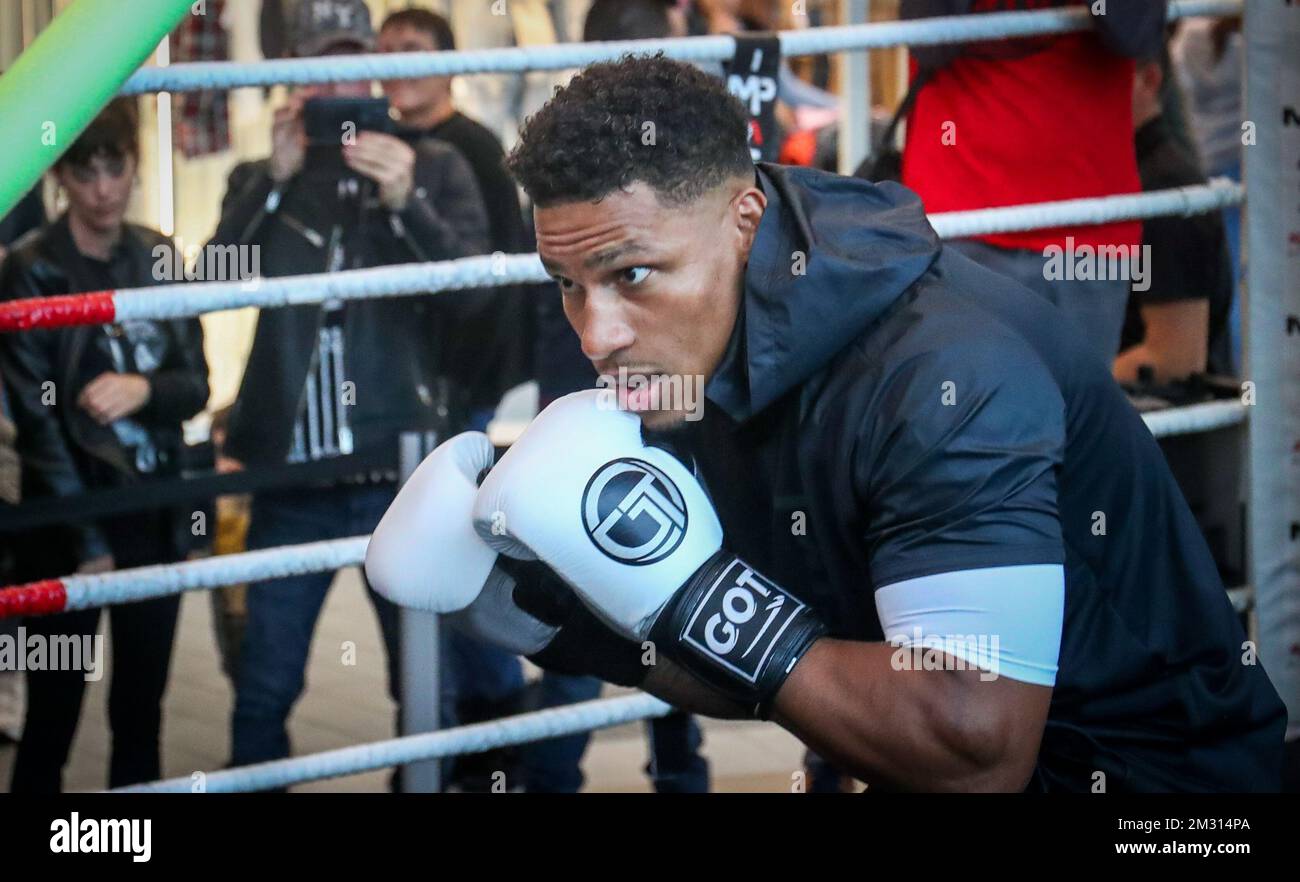 Belgian Ryad Merhy pictured in action during a boxing training session ...