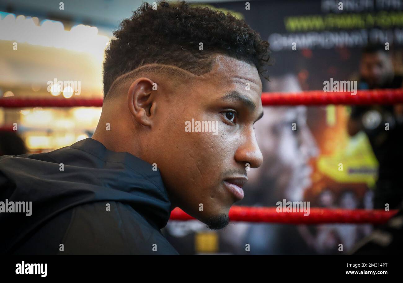 Belgian Ryad Merhy pictured in action during a boxing training session ...