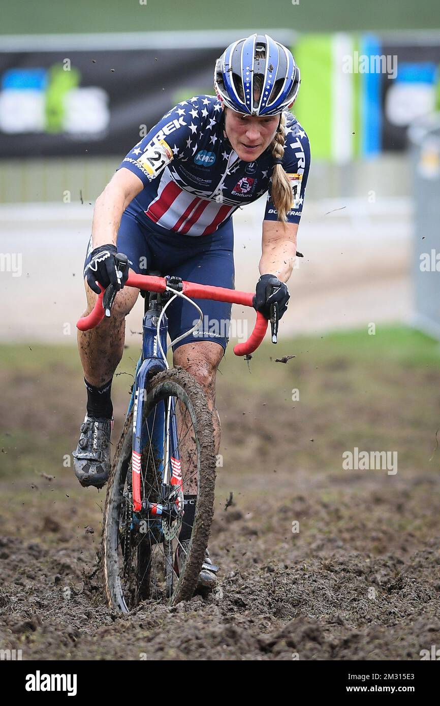 US Katie Compton pictured in action during the women's elite race at ...