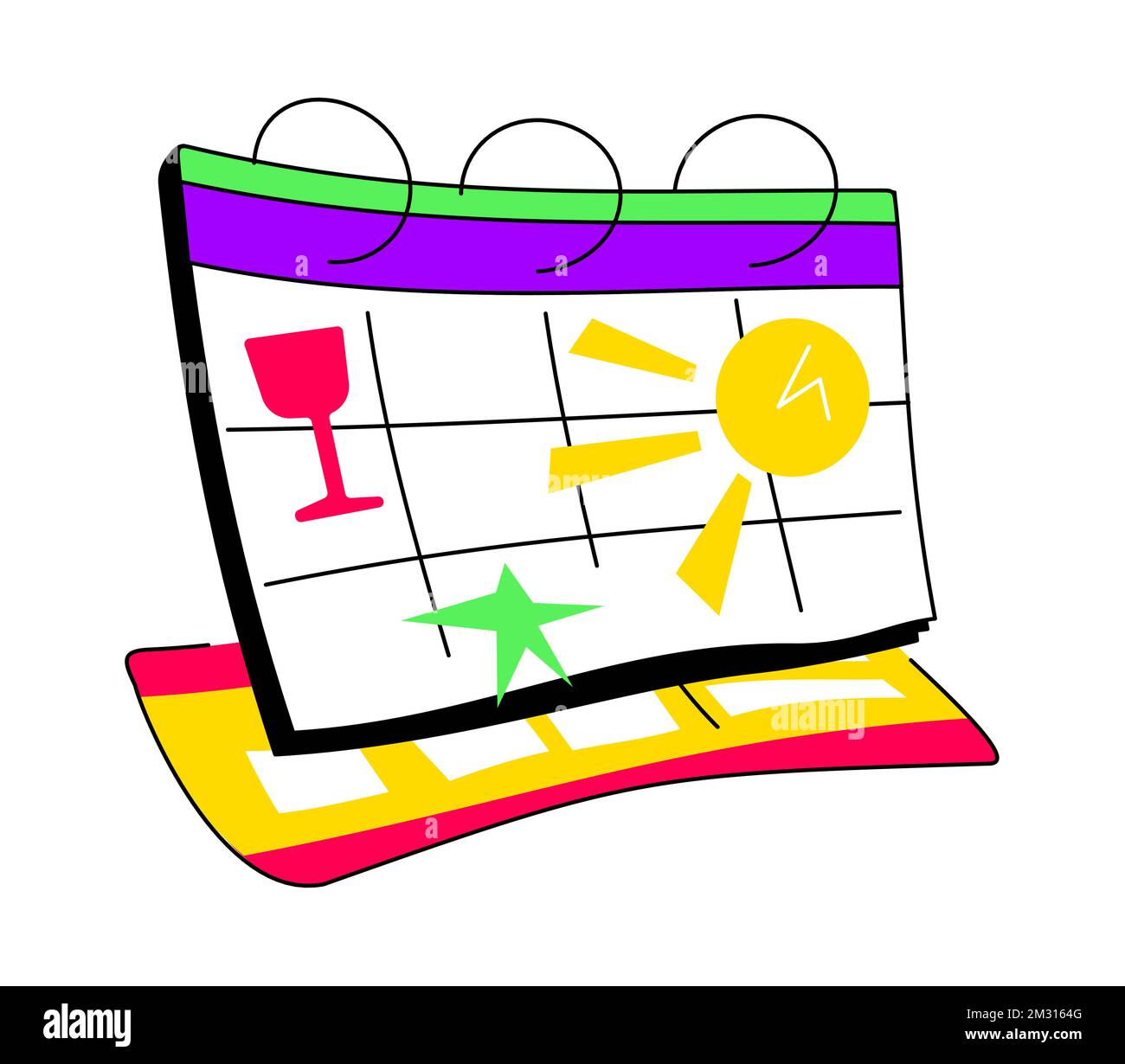 Calendar with scheduled events - colorful flat design style ...