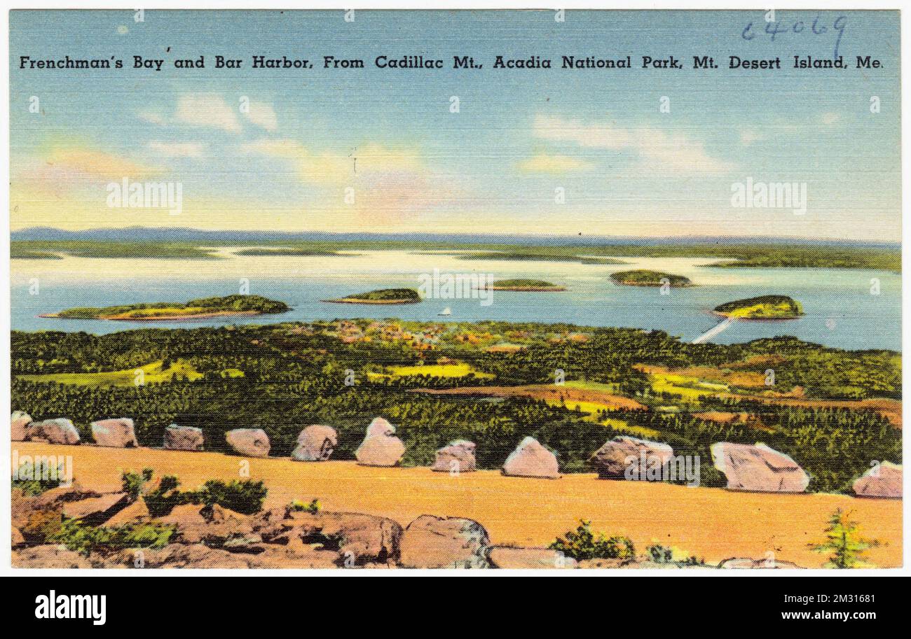 Frenchman's Bay and Bar Harbor, from Cadillac Mt., Acadia National Park ...