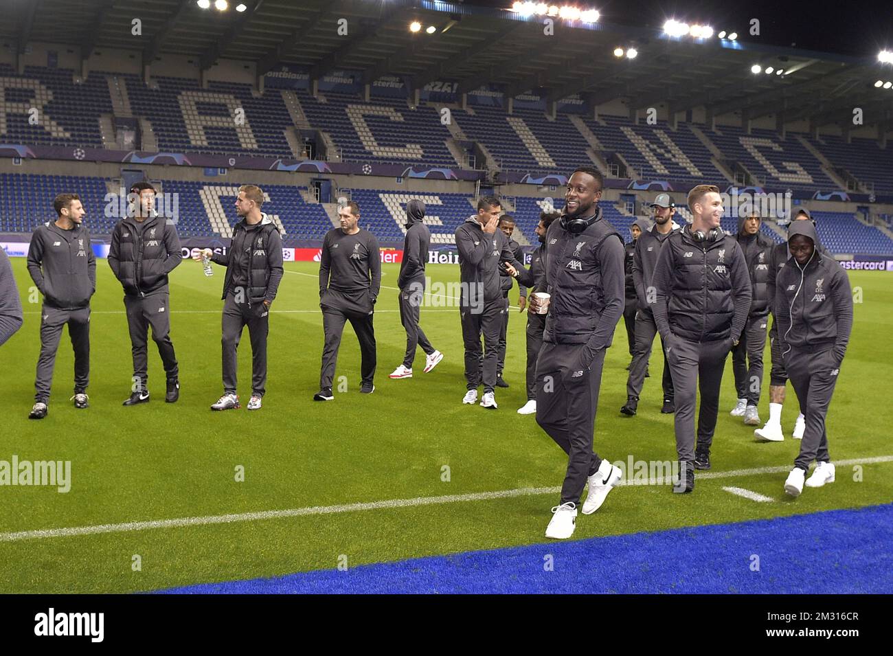 Liverpool's Divock Origi pictured during an inspection of the pitch by ...
