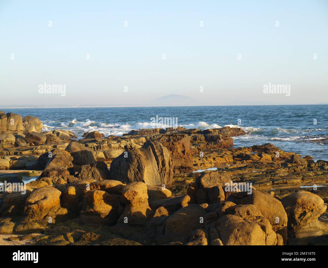 The rocky beach of Mooloolaba, Queensland, Sunshine Coast, Australia in ...