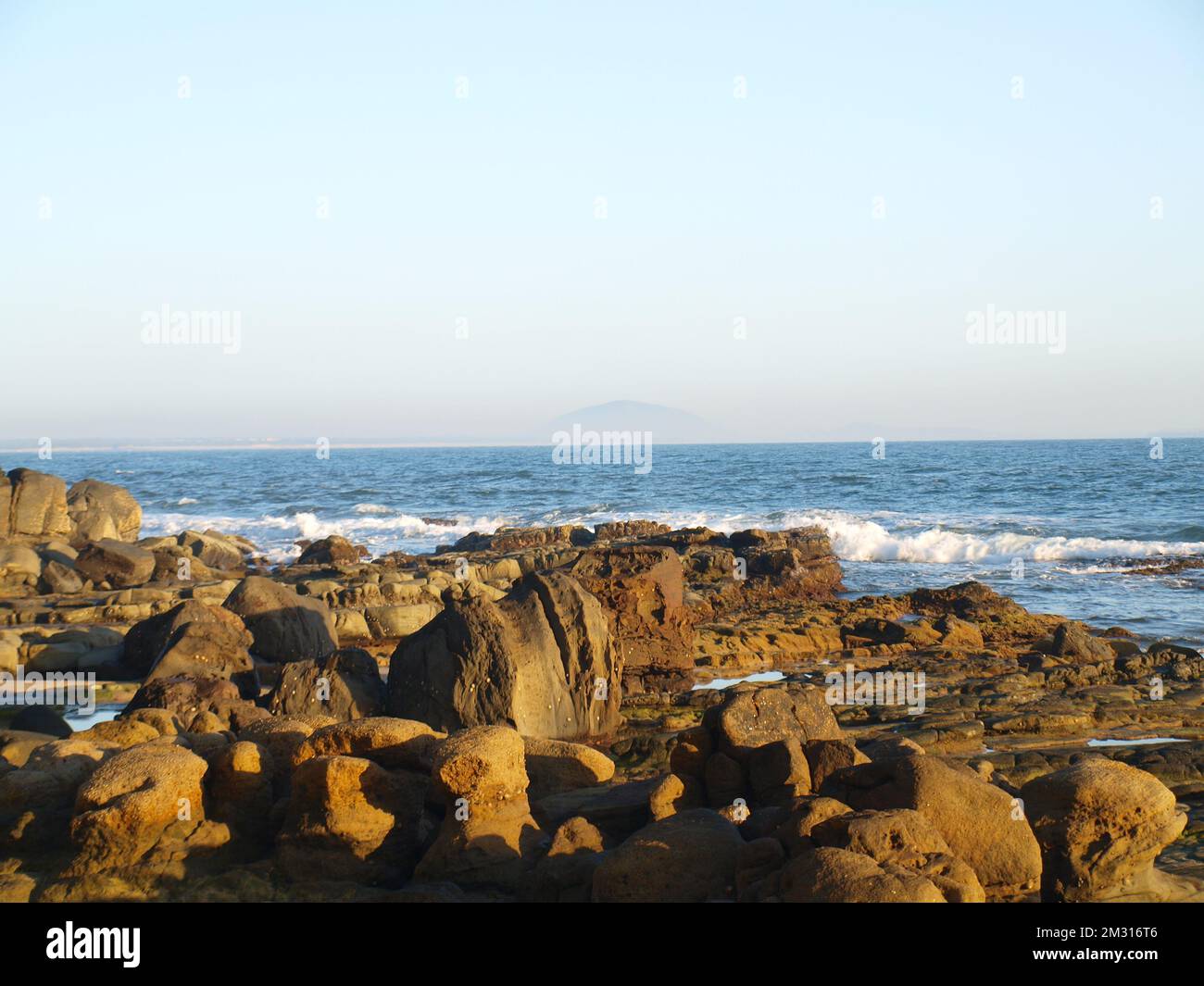 The rocky beach of Mooloolaba, Queensland, Sunshine Coast, Australia in ...