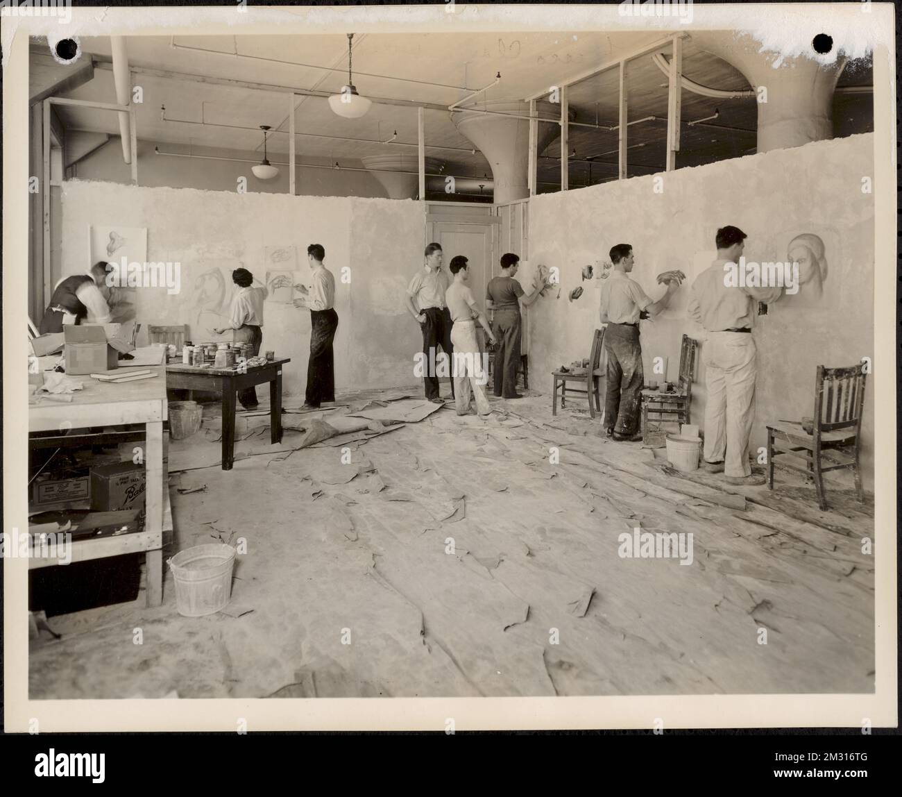 [Fres]co class , Frescoes, Artists, Art education, Rubenstein, Lewis W ...