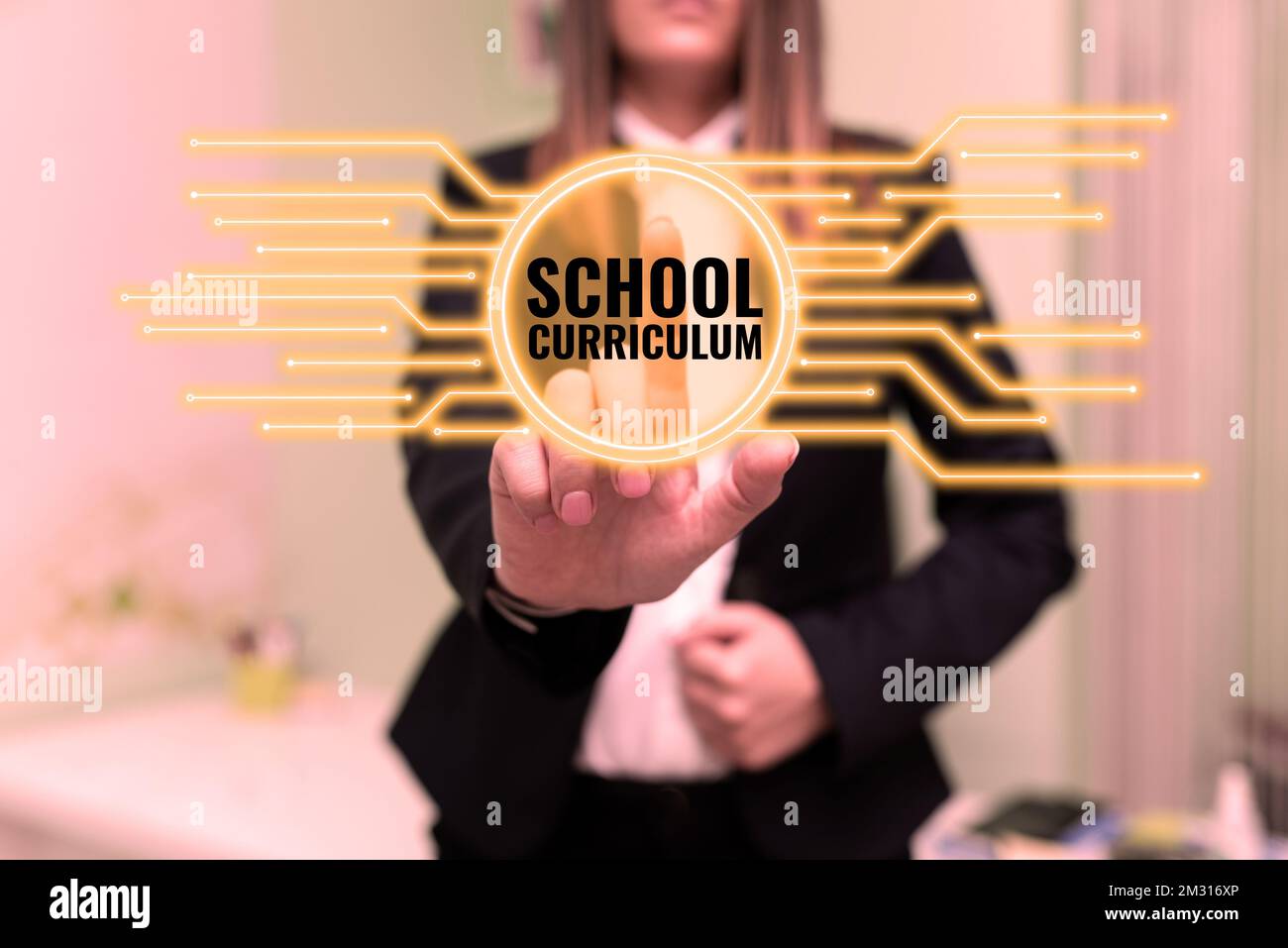 Text sign showing School Curriculum. Concept meaning designed to ...