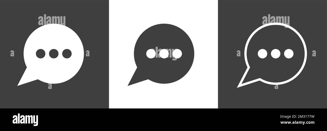 Message Text Black White Line Flat Icon Set Vector Illustration Stock ...