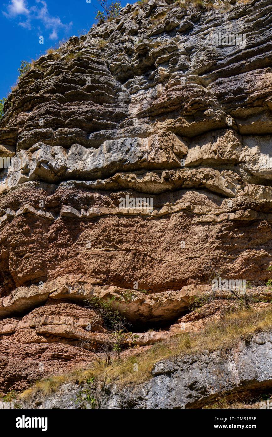 View at geological formations at Boljetin river gorge in Eastern Serbia ...