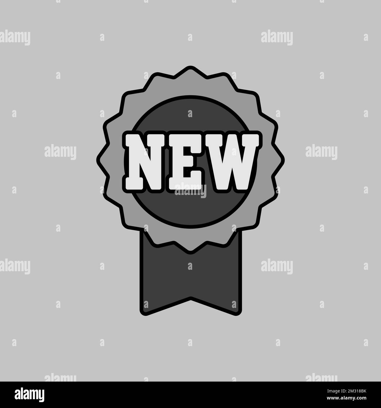New tag and ribbons vector grayscale icon. E-commerce sign. Graph ...