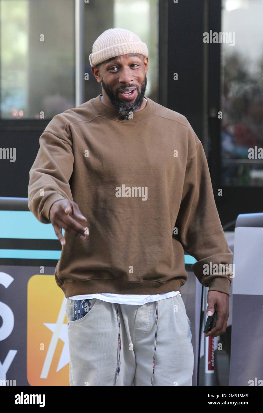 Stephen Boss, aka tWitch taping "Access Daily" outside NBC's Studio 1A ...