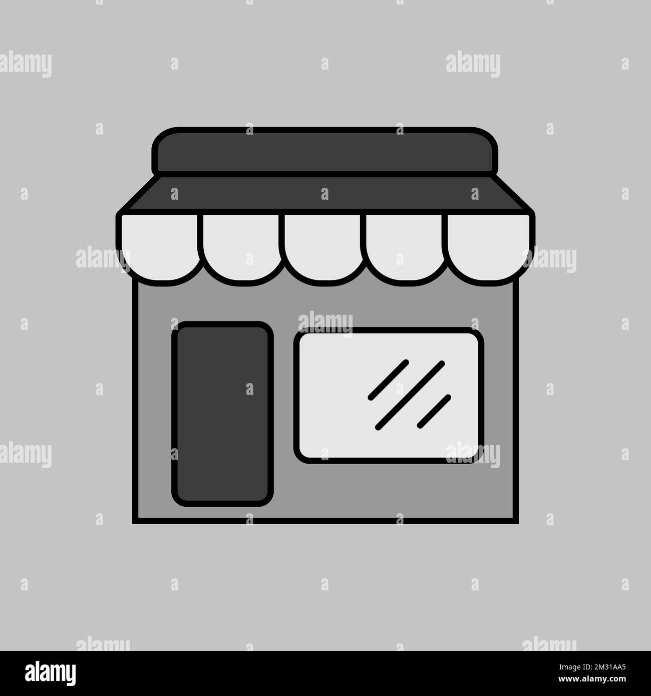 Store front isolated grayscale icon. E-commerce sign. Graph symbol for ...