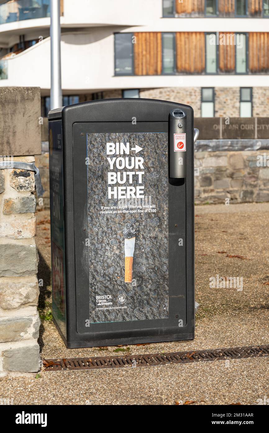 Bin your butt here bin. Bristol clean streets campaign. Special bins to ...