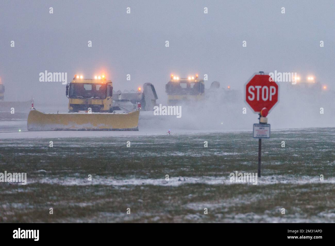 Nuremberg, Germany. 14th Dec, 2022. Snow clearing vehicles (jet sweeper ...