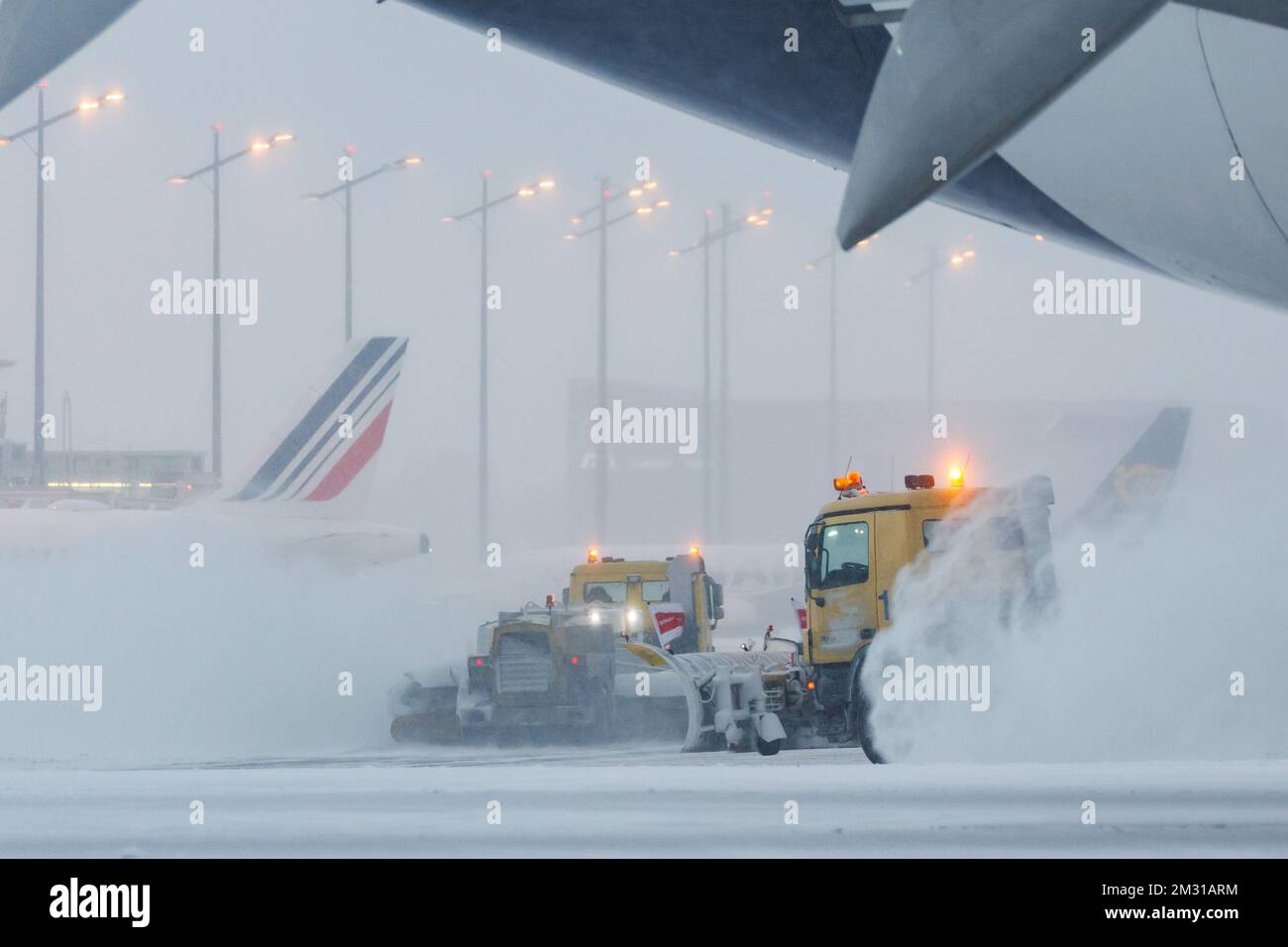 Nuremberg, Germany. 14th Dec, 2022. Snow clearing vehicles (jet sweeper ...