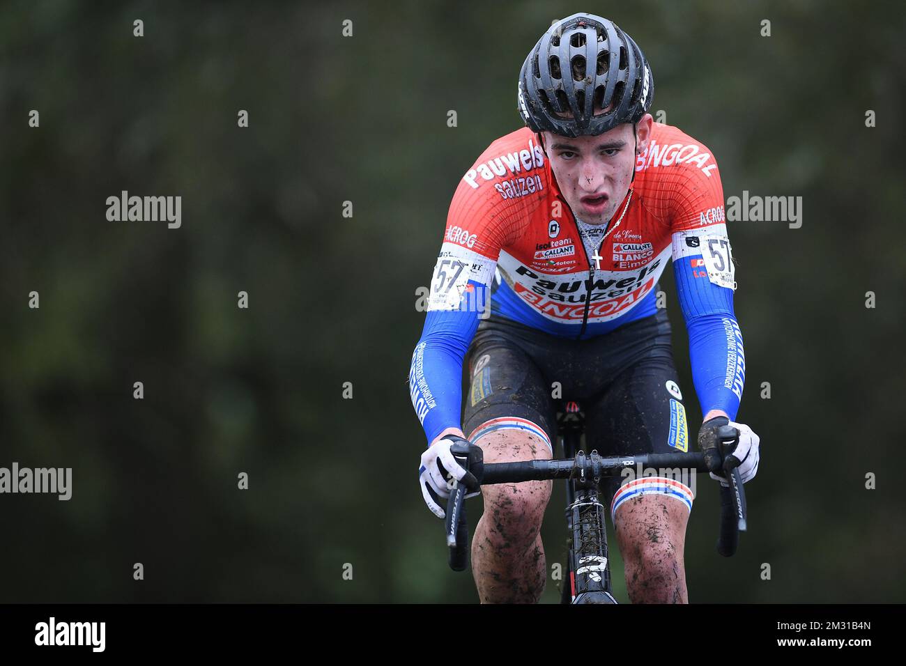 dutch Ryan Kamp pictured in action during the Koppenbergcross U23 race ...