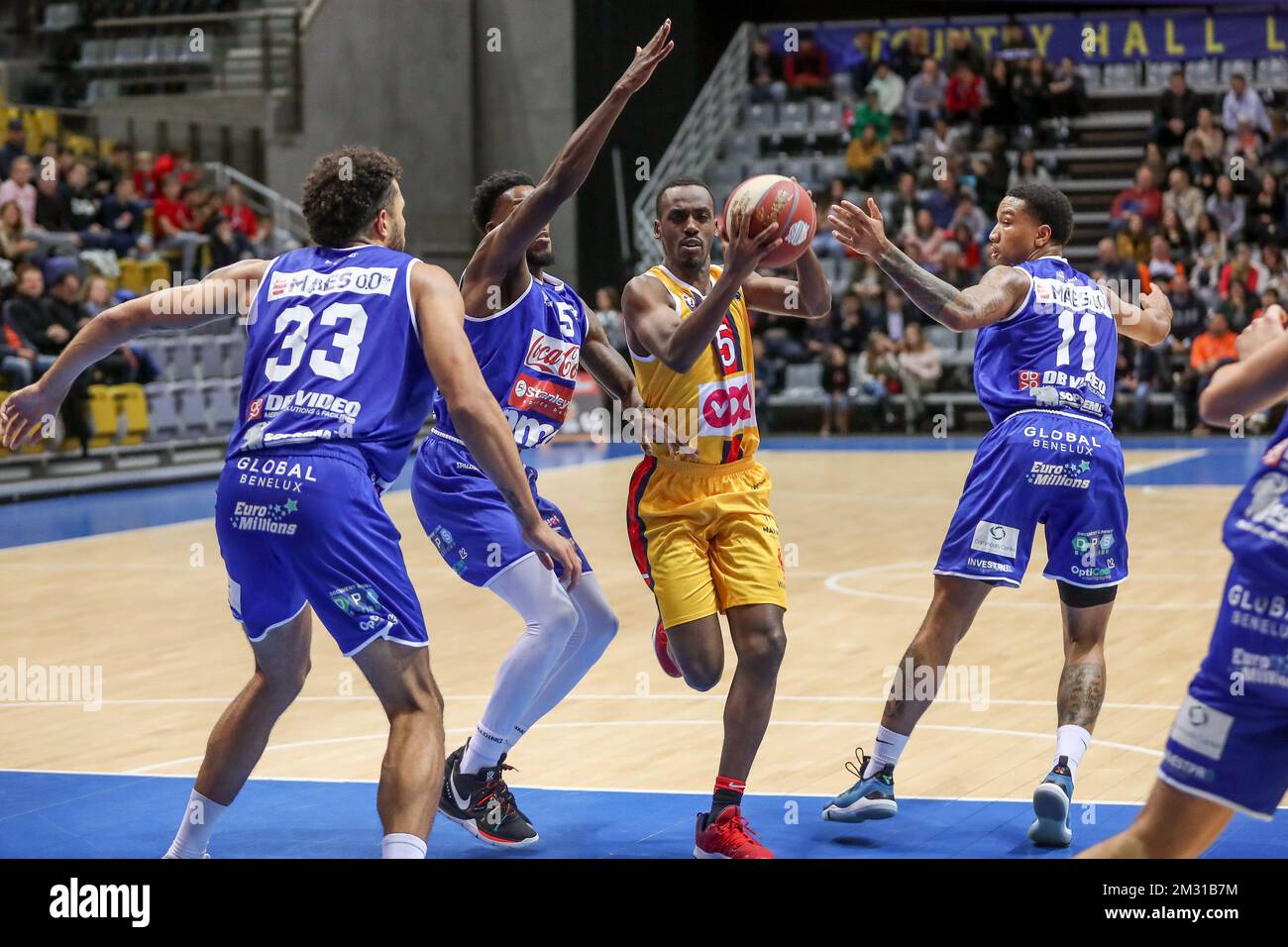 Mechelen's Shavon Coleman, Liege's Orly Nzisabira and Mechelen's ...