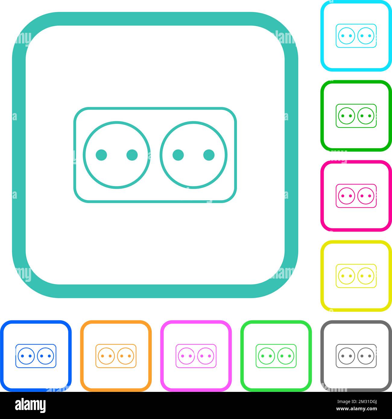 Electrical outlet with two sockets outline vivid colored flat icons in ...