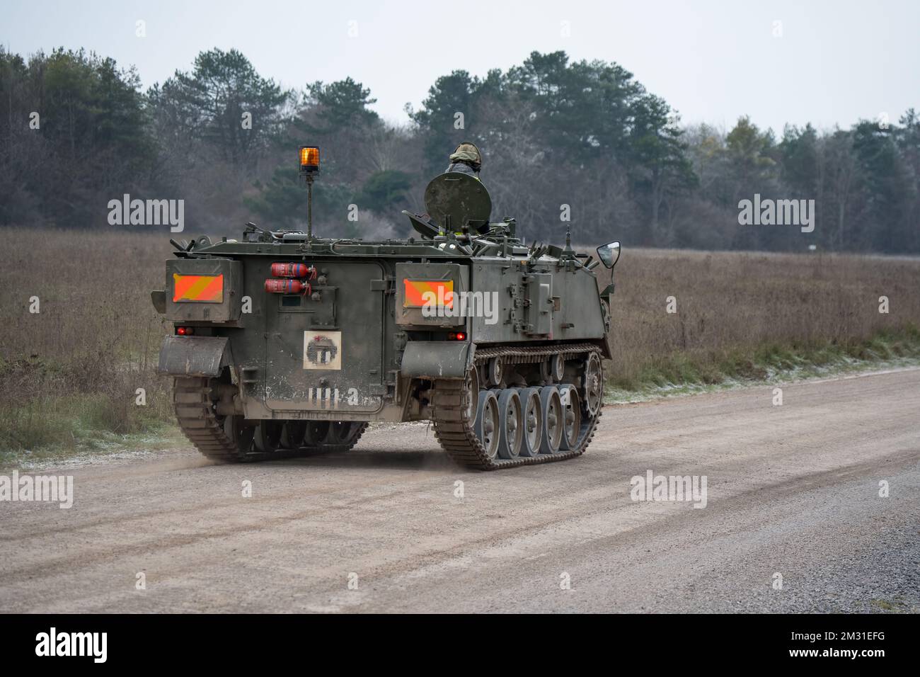 british army Bulldog FV432 tank in motion on driver training, Wiltshire ...