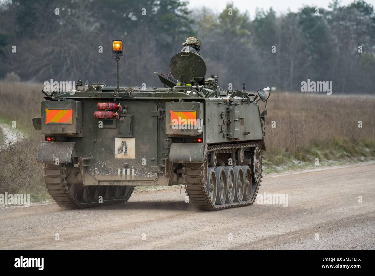 british army Bulldog FV432 tank in motion on driver training, Wiltshire ...