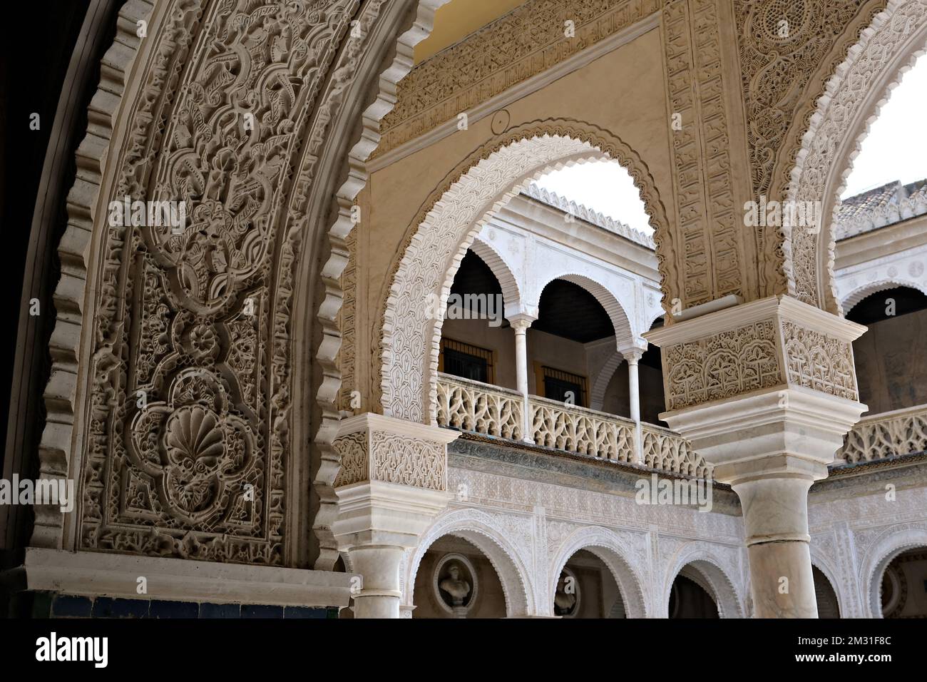 Detail view of the decorations in the patio of the Pilato's house Stock ...