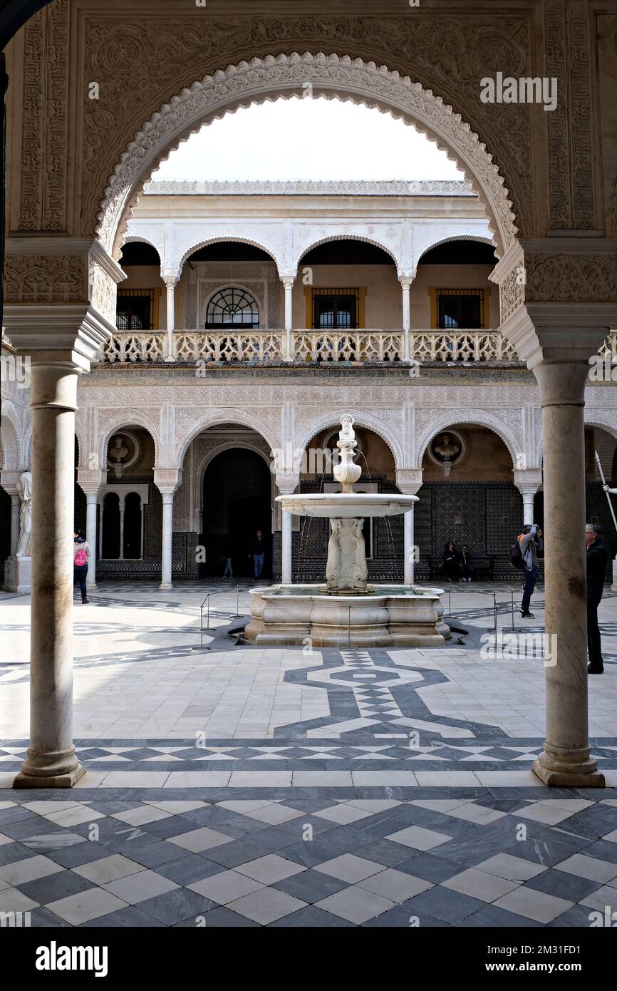 Detail view of the decorations in the patio of the Pilato's house Stock ...