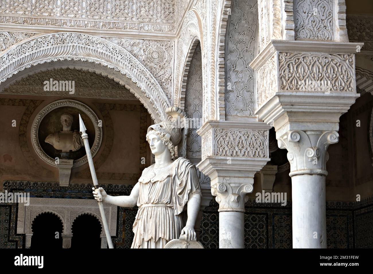 Detail view of the decorations in the patio of the Pilato's house Stock ...