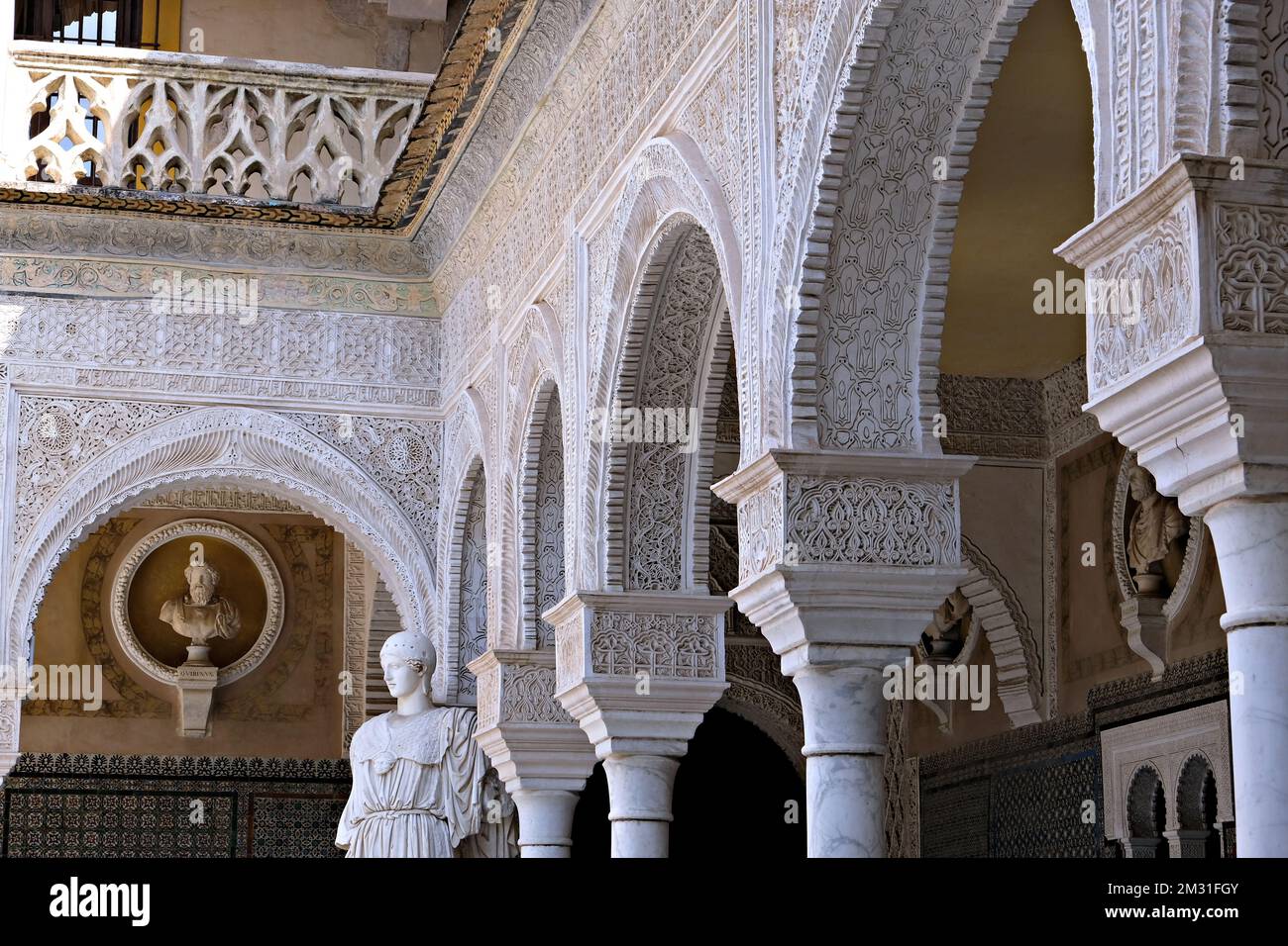 Detail view of the decorations in the patio of the Pilato's house Stock ...