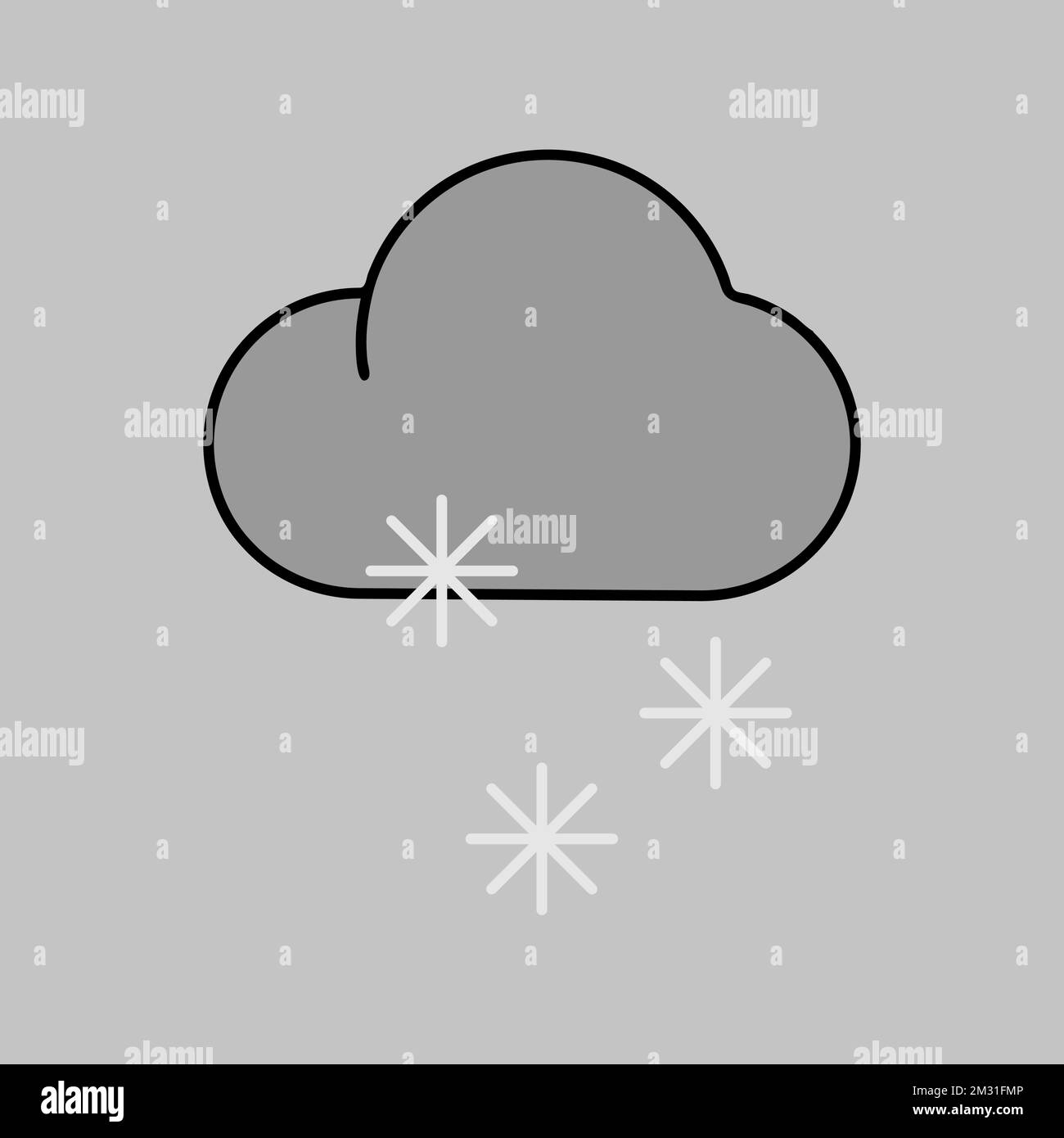 Cloud with snow vector isolated grayscale icon. Winter sign. Graph ... Cloud with snow vector isolated grayscale icon. Winter sign. Graph ...
