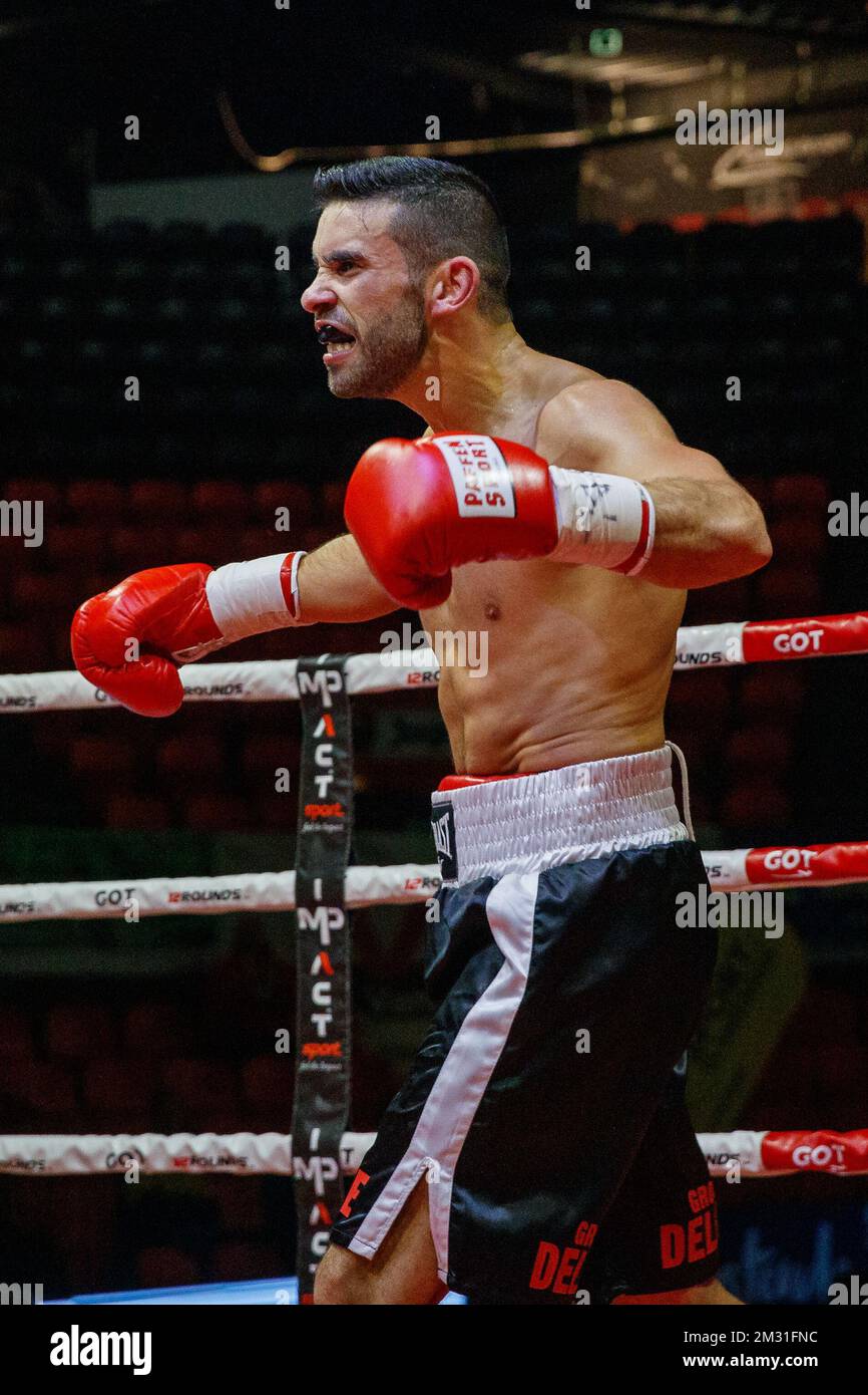 Belgian boxer Ben Almi Hakim celebrates after winning the fight between ...