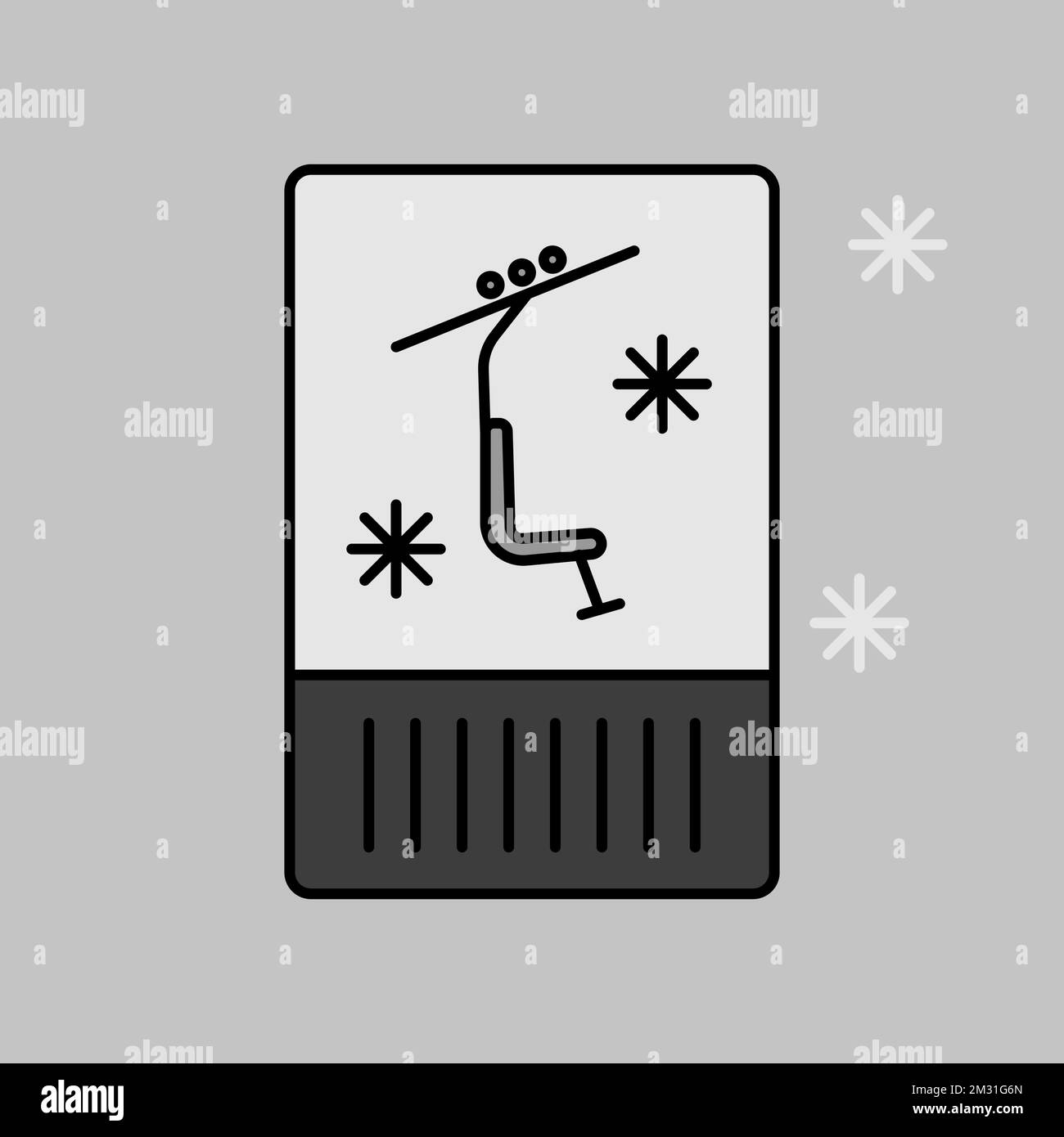 Ski pass vector isolated grayscale icon. Winter sign. Graph symbol for ...