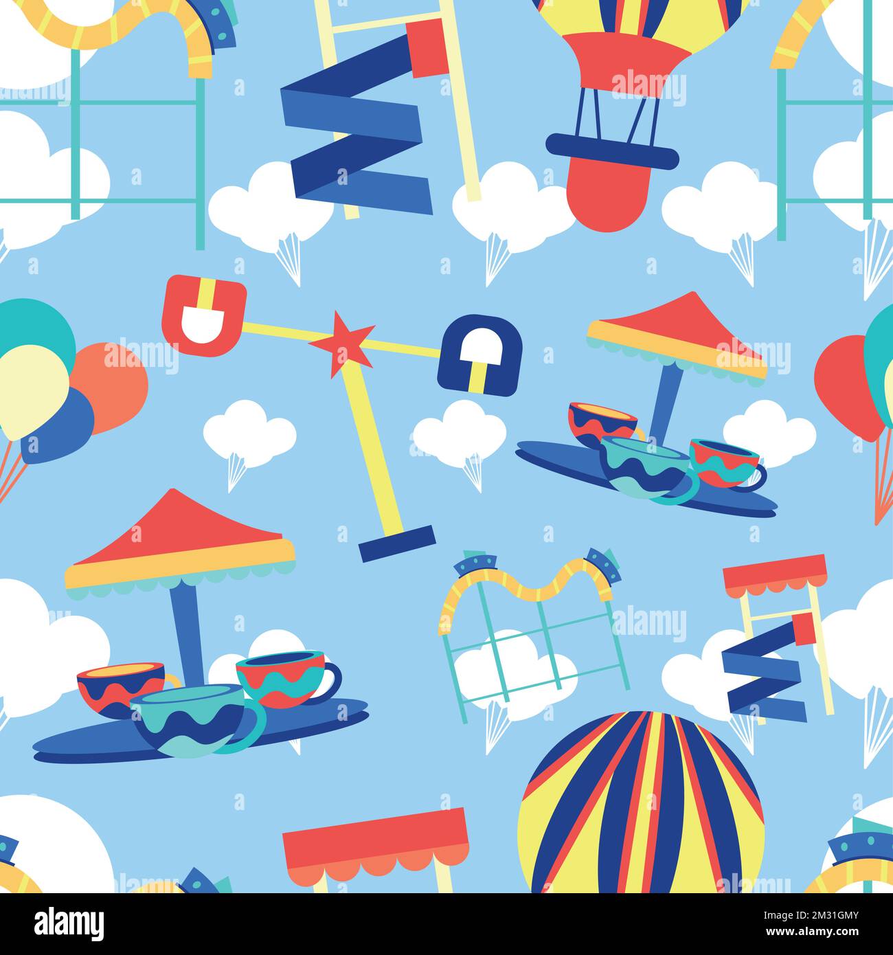 Seamless pattern background with amusement park icons Vector Stock ...