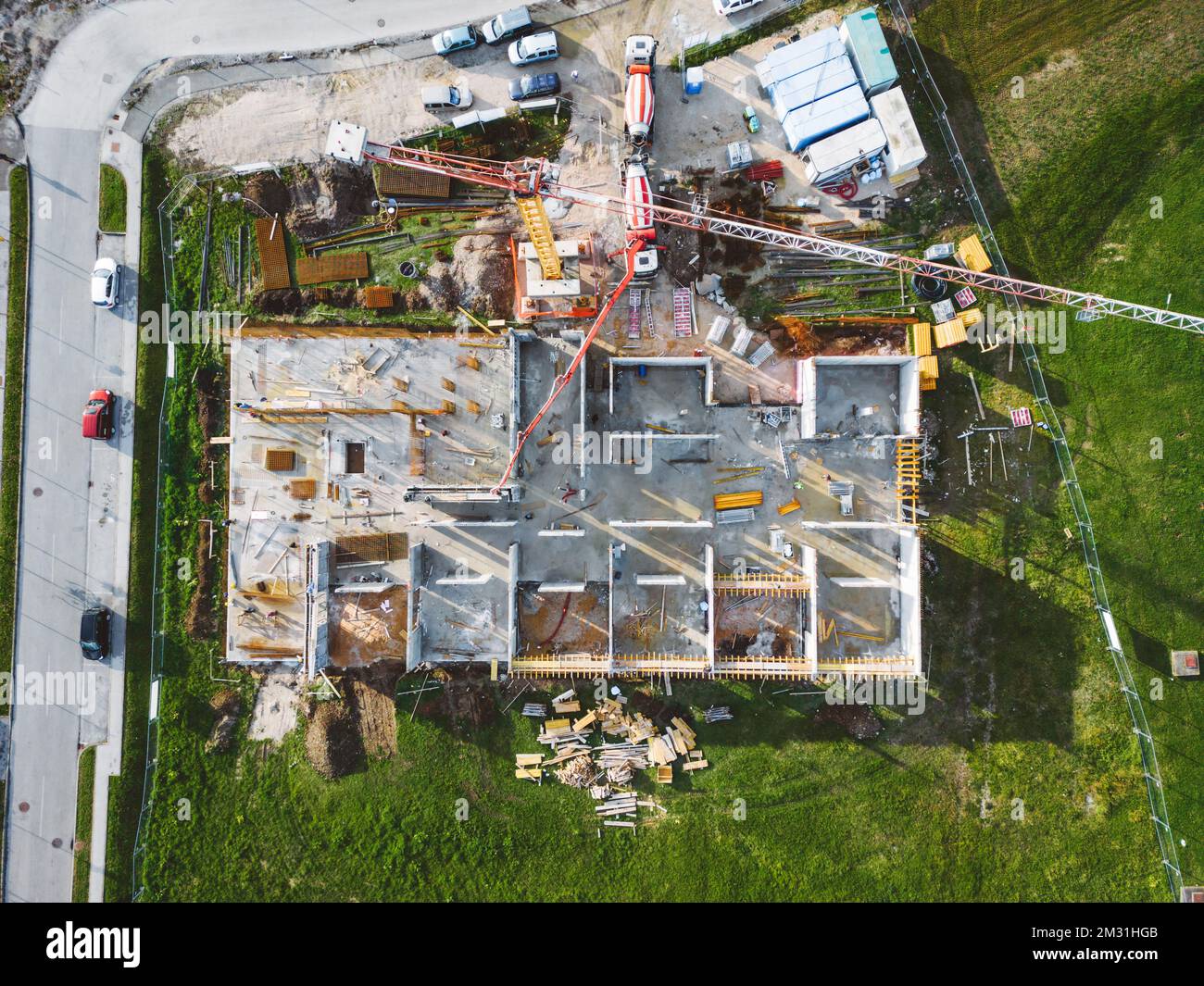 Top down view directly above a small construction site Stock Photo - Alamy
